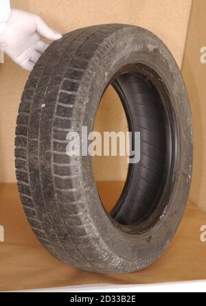 Spare tyre in the car boot for temporary use only Stock Photo - Alamy