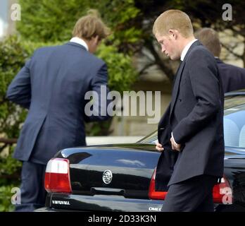 Pictured is Prince William and Prince Harry arriving at the funeral of ...