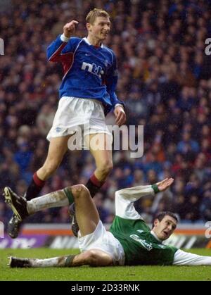 Rangers Tore Andre Flo celebrates his first goal as Aberdeens ...