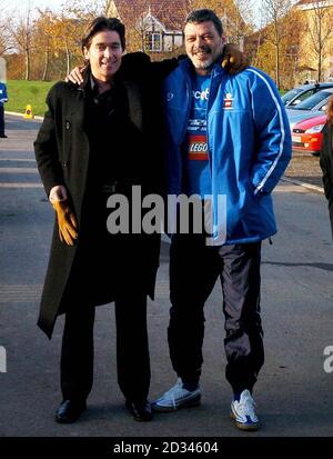 Socrates meets Garforth owner Simon Clifford (left) as he arrives ...