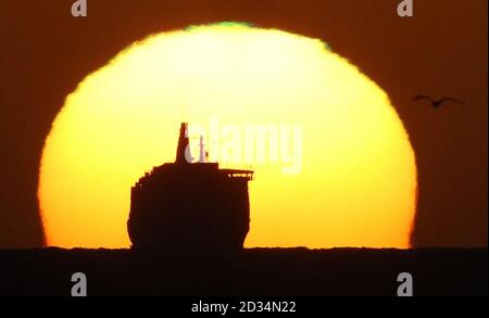 The DFDS King Seaways ferry arrives at the mouth of the Tyne during ...