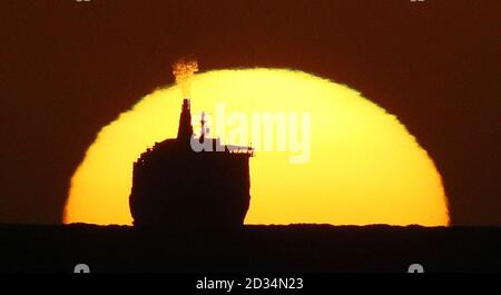 The DFDS King Seaways ferry arrives at the mouth of the Tyne during ...