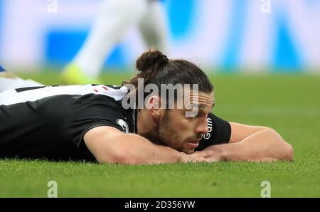 Newcastle United's Andy Carroll during the pre-match warm-up during ...