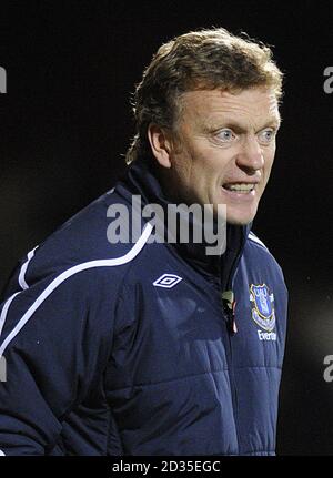 Everton manager David Moyes on the touchline during the Premier League ...