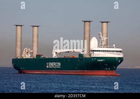 The E-Ship 1 with Wind Energy Technology, owned by the German company ...