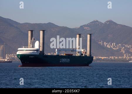The E-Ship 1 with Wind Energy Technology, owned by the German company ...