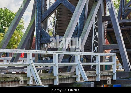 Detailed view of one of the oldest and still functional wooden bascule ...