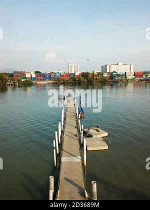 Perai, Penang/Malaysia - Mar 02 2020: Swing Bridge and Perai Bridge at ...