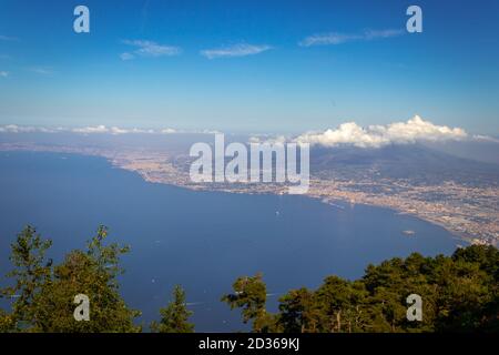 Cable car at Monte Faito, view on Castellammare di Stabia, Peninsula of ...