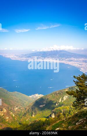Cable car at Monte Faito, view on Castellammare di Stabia, Peninsula of ...