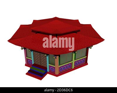 colorful closed Japanese garden shed with lampion Stock Photo - Alamy