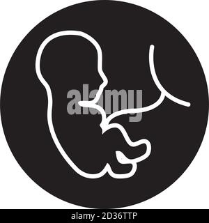 baby in womb icon over white background, line style, vector ...