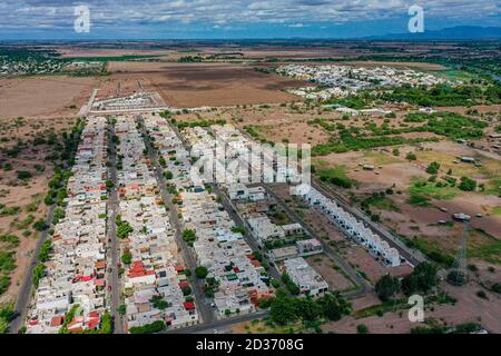 Aerial view of the Yaqui Valley, irrigation district, ejido on the ...
