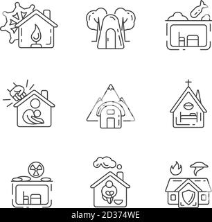 Shelter line icons collection. Homeless, Refuge, Housing, Haven ...
