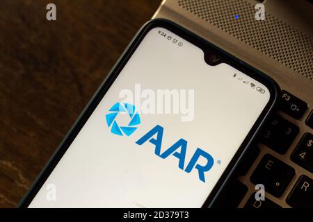 In this photo illustration the AAR Corporation logo seen displayed on a ...