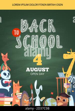 Back to school template with animals illustration Stock Vector Image ...