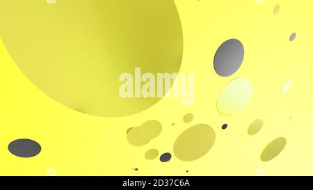 Yellow metal and opaque circles and cylinders on colored background ...