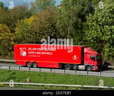Royal Mail transport HGV, articulated lorry driving near London ...
