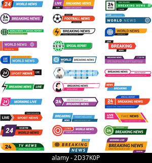 Tv broadcast title. Television broadcasting channels banners, show ...