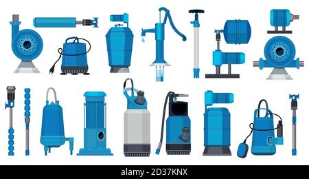 Water industrial pumps. Iron pumping compressor station with water ...