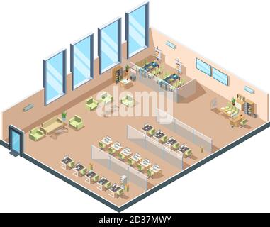 Vector isometric office interior plan Stock Vector Image & Art - Alamy