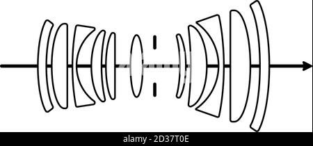 Diagram of camera lens elements as light passes through the glass in ...