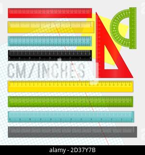 5 centimeter corner ruler template. Measuring tool with vertical and ...