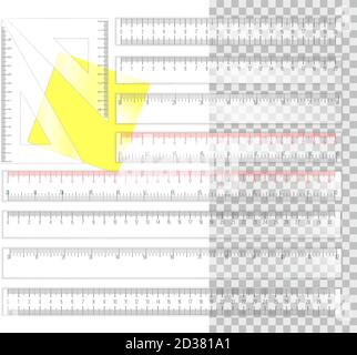 Set of rulers on transparent background illustration. Centimeter ...