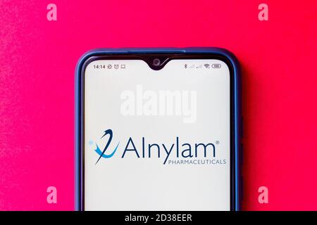 In this photo illustration, the Alnylam Pharmaceuticals logo seen on a ...