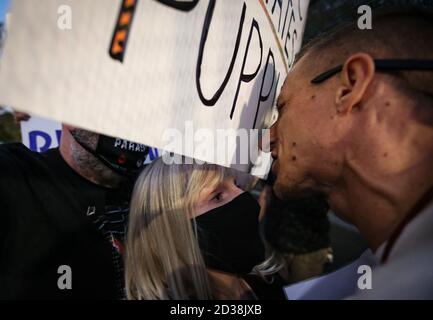 Salt Lake City, USA. 07th Oct, 2020. Protesters rally outside during ...