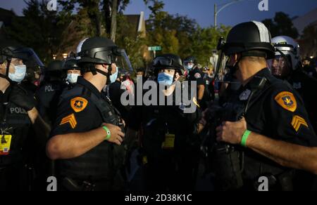 Salt Lake City, USA. 07th Oct, 2020. Protesters rally outside during ...