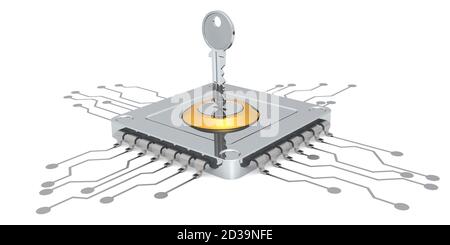 Key and computer microchip isolated, 3D rendering Stock Photo - Alamy