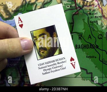 Saddam Hussein playing cards, Iraq war most wanted playing cards Stock ...