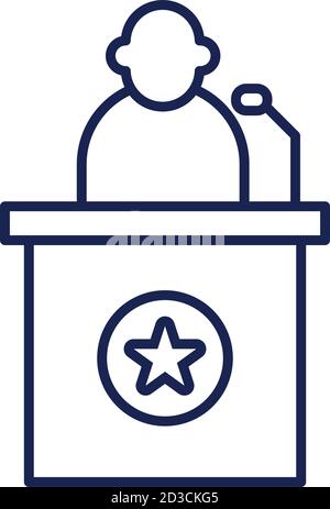 president on podium line style icon design, election government ...
