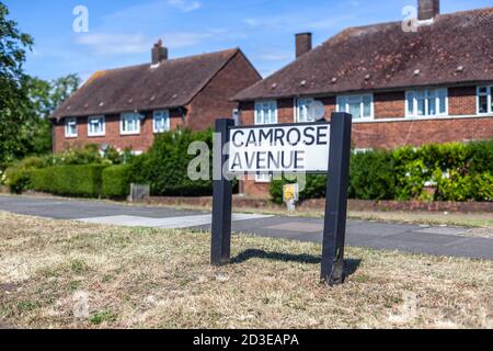 Camrose Avenue street sign, Edgware, England, UK Stock Photo - Alamy