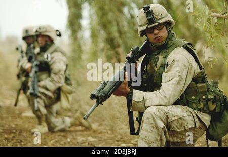 U.S. Marine Infantrymen with 3rd Battalion, 5th Marine Regiment, 1st ...