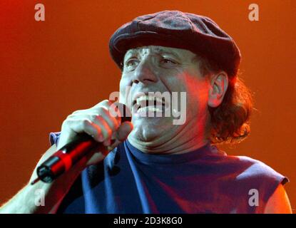 Brian Johnson of Australian Rock group AC/DC performing at the ...