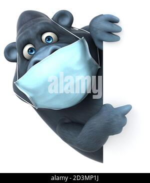 Fun 3D cartoon gorilla with a mask Stock Photo - Alamy