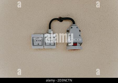 Industrial electrical outlets, three-phase current Stock Photo - Alamy
