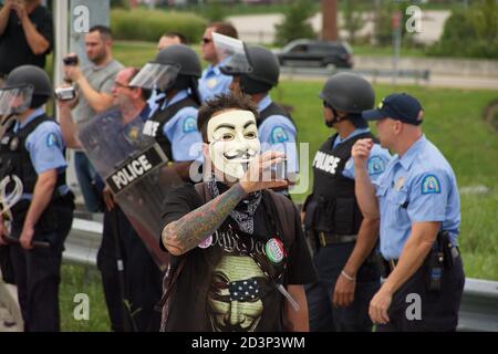 Protesters in Ferguson, Missouri after the Michael Brown shooting Stock ...