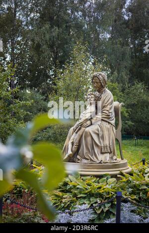 September, 2020. Zaharovo, Russia. The monument to famous Russian poet ...