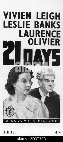 21 DAYS, (aka 21 DAYS TOGETHER), Vivien Leigh, embracing Laurence ...