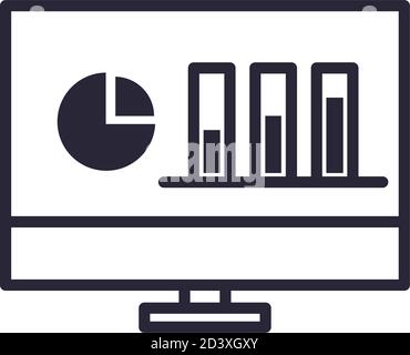 bars chart in computer line style icon design, Data analysis and information theme Vector ...