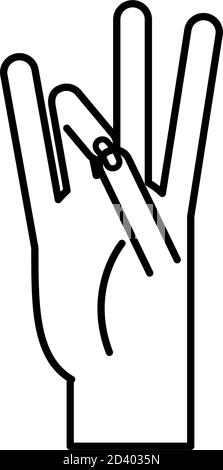 seven hand sign language line style icon design of People help finger ...