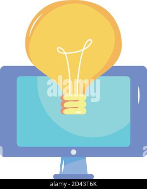 desktop computer with light bulb icon vector illustration design Stock ...