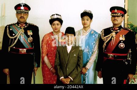 King Birendra and Queen Aishwarya of Nepal. Official portraits Stock ...