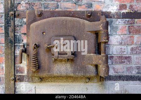 Rusty steel bolted hatch Stock Photo - Alamy