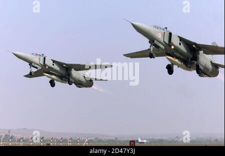 Indian Air Force MiG-27 Fighter Jet. The last swing wing squadron of ...