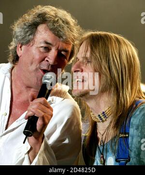 Deep Purple vocalist Ian Gillan is shown performing on stage during a ...