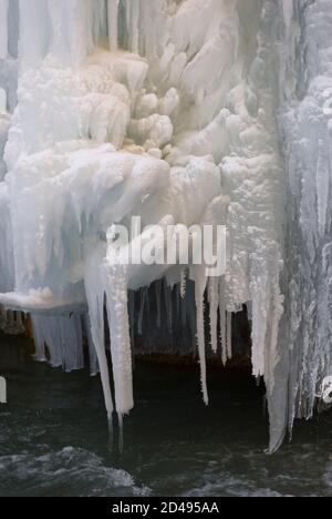 Frozen small mountain waterfall close up. Frozen Jagala Falls, Estonia ...